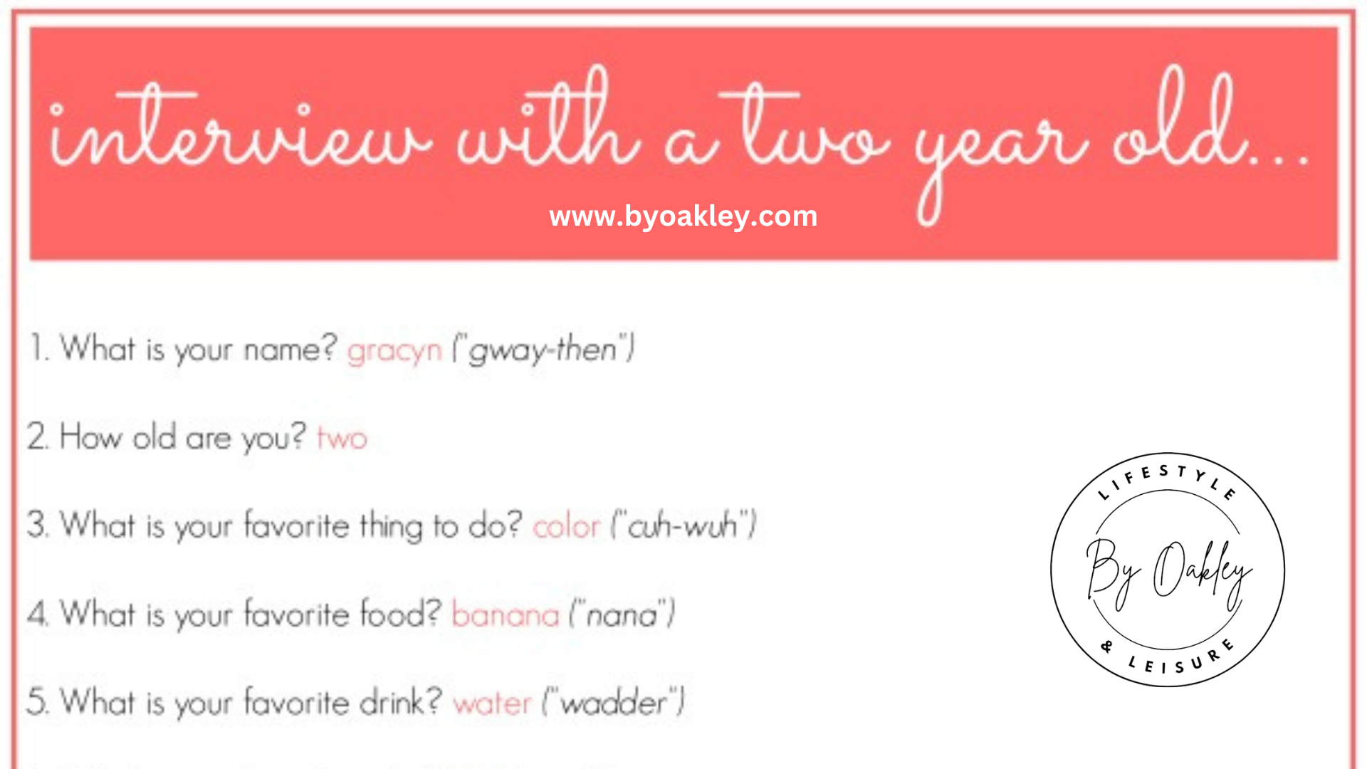 Birthday Interview With Your Two Year Old