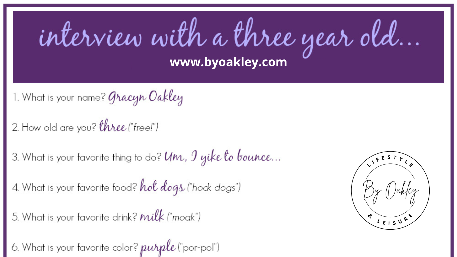 Birthday Interview With Your Three Year Old